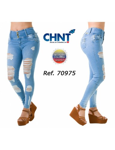 CHNT JEANS COLOMBIAN WOMENS BUTT LIFTER SKINNY RIPPED STYLE PUSH UP ...