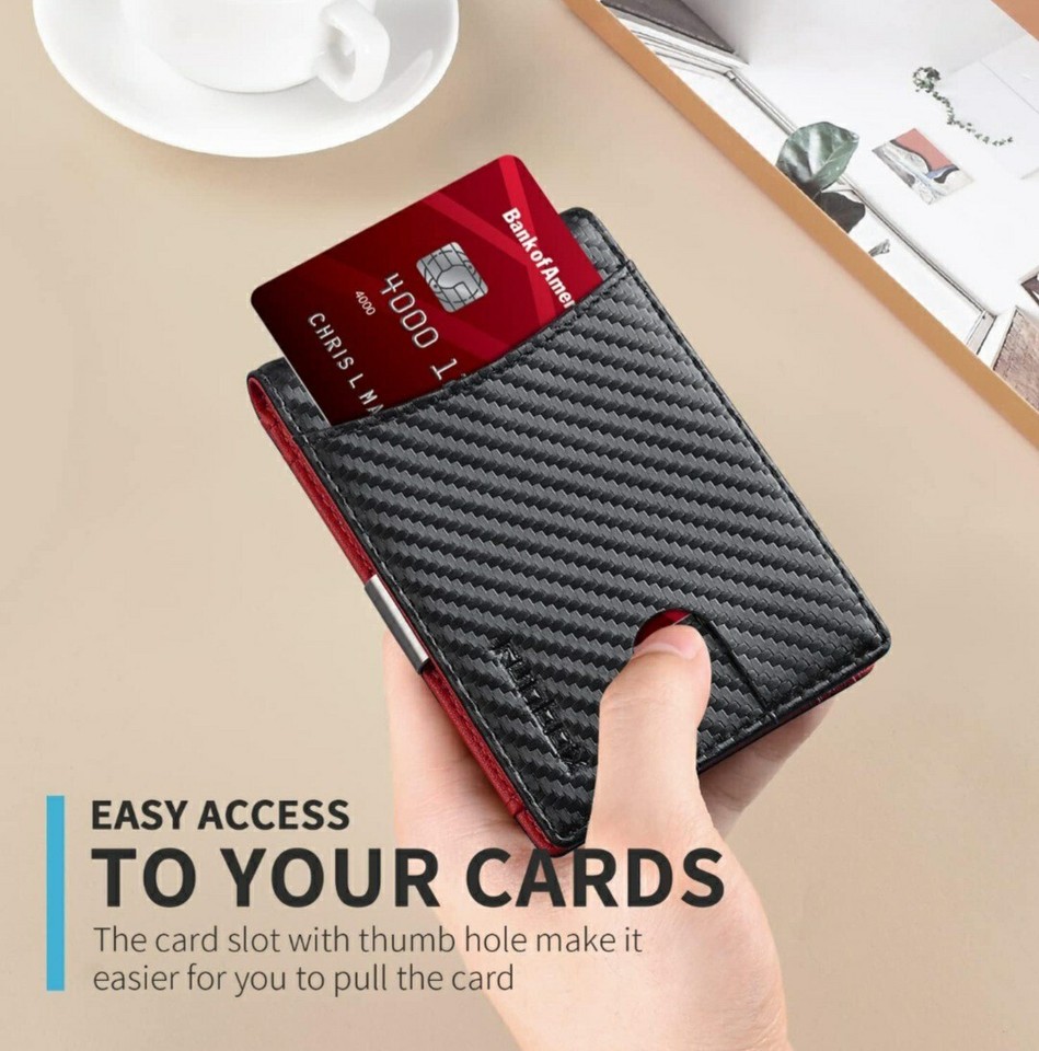 RUNBOX Black & Red Wallet for Men Slim 11 Crediy Card Holder Leather ...