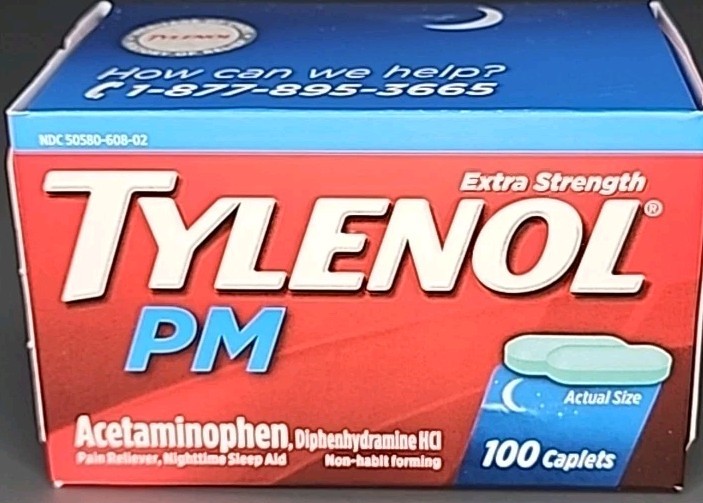 Tylenol PM Extra Strength Pain Reliever Nighttime 100 Caplets | eBay