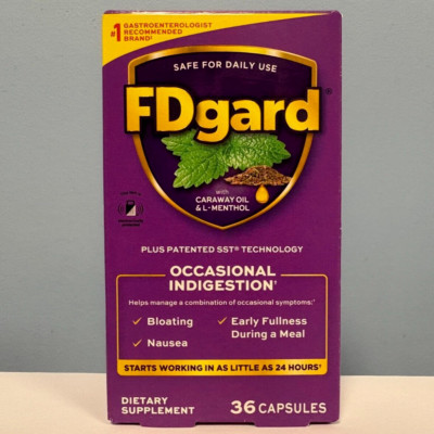 FDgard Digestive Health Supplement w/ Caraway Oil & L-Menthol 36 Caps ...