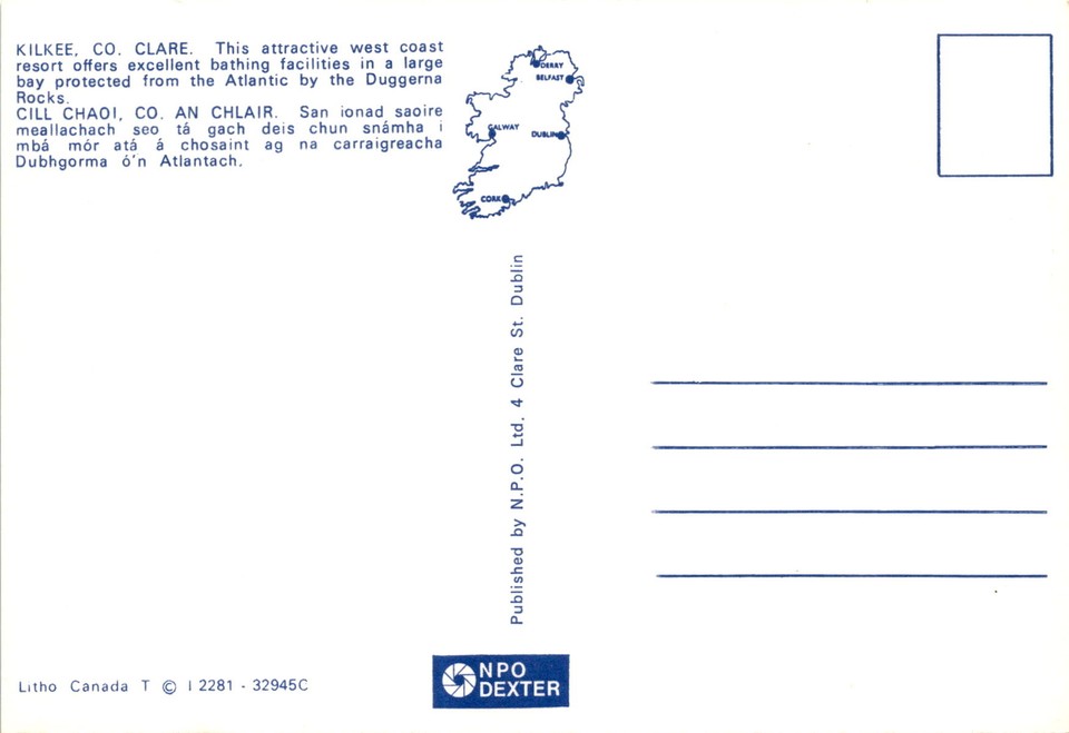 KILKEE, CO. CLARE, DUGGERNA ROCKS, CILL CH Postcard | eBay