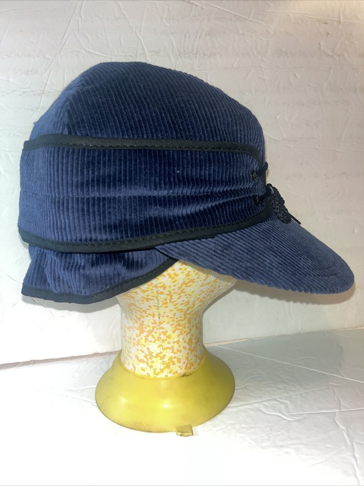 Vintage Blue Corduroy Quilted Ear Flap Hat Hunting Trapping Cap Size 7 ...