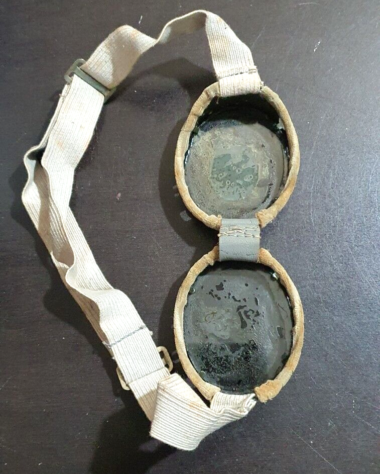 AUTHENTIC WW1 WW2 FEILD ISSUED GOGGLES EYE SHADES GLASSES MILITARY TIN ...