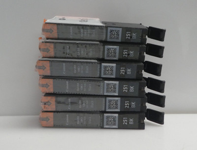 6 Pack Genuine Canon CLI-251 Black Ink Cartridges New / No Box | eBay