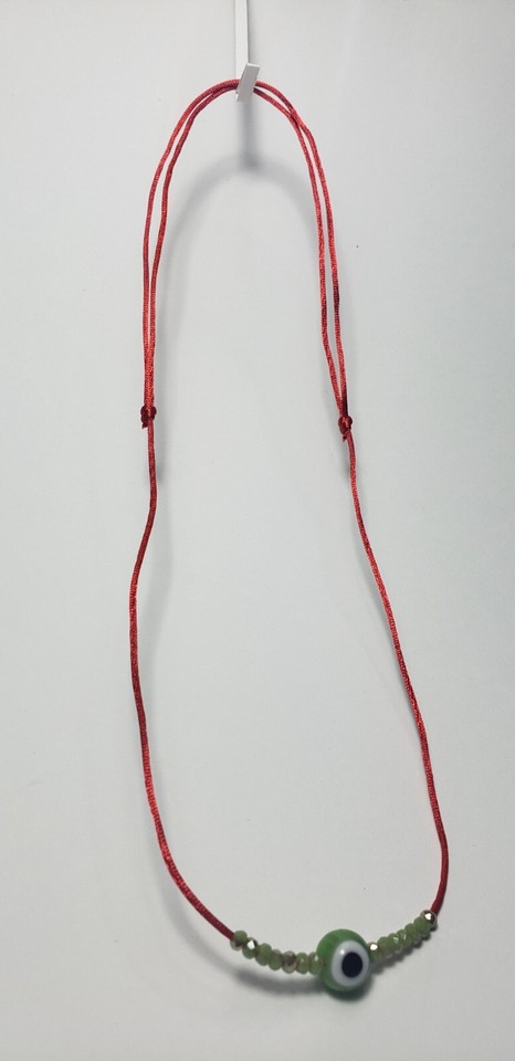 Good Luck eye Kabbalah protection NECKLACE evil eye red cord & crystals ...