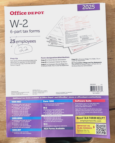 2025 W-2, 6 Part Tax Forms For 22 Employees | eBay