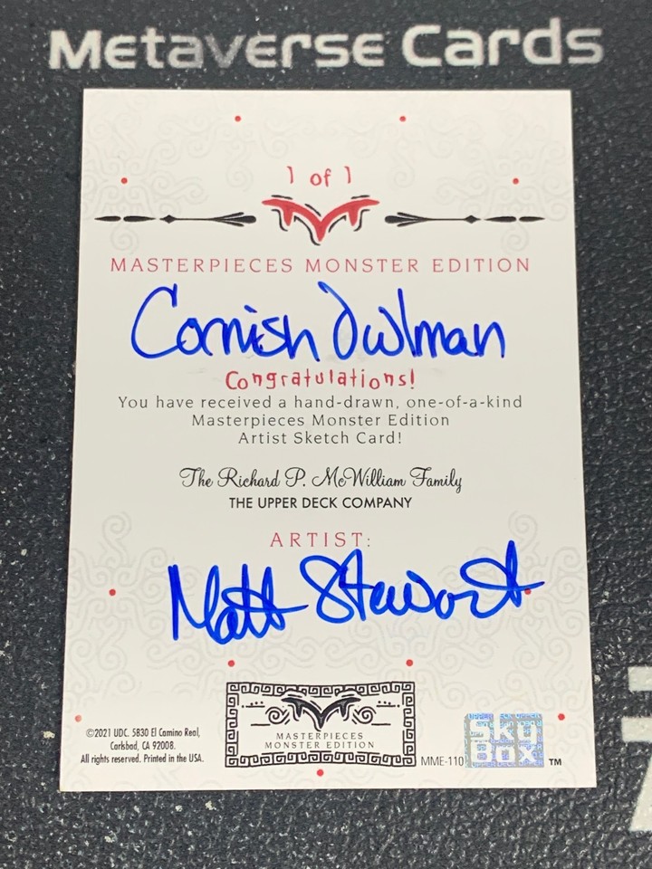 2021 UD Masterpieces Monster Edition Comish Owlman Sketch By Matt ...