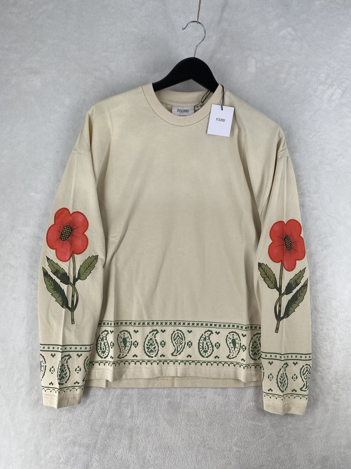Free People Found Shirt Small Folklore Embroidered Flower Graphic ...