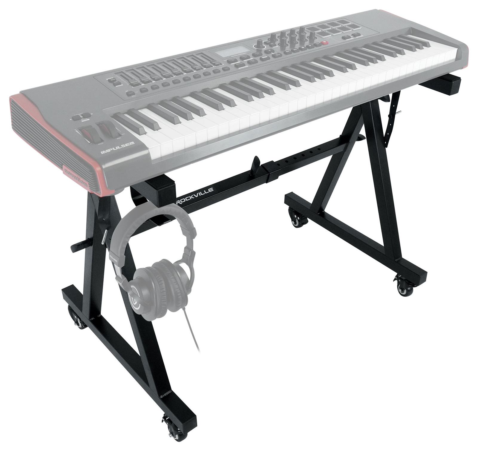 Rockville Z40W Keyboard Stand+Wheels+Bag Fits IK Multimedia iRig Keys I ...