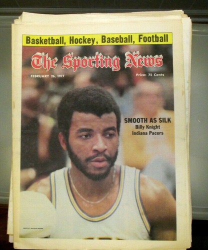 SPORTING NEWS NEWSPAPER FEBRUARY 26, 1977 BILLY KNIGHT INDIANA PACERS ...