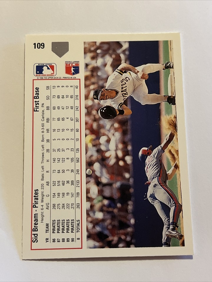 1991 Upper Deck #109 Sid Bream Pirates | eBay