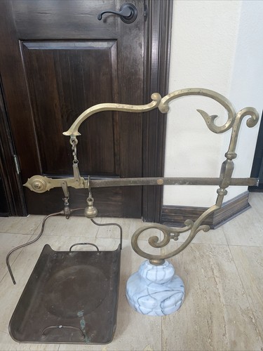 Rare Antique Cast Brass Scale With Stone Base | eBay
