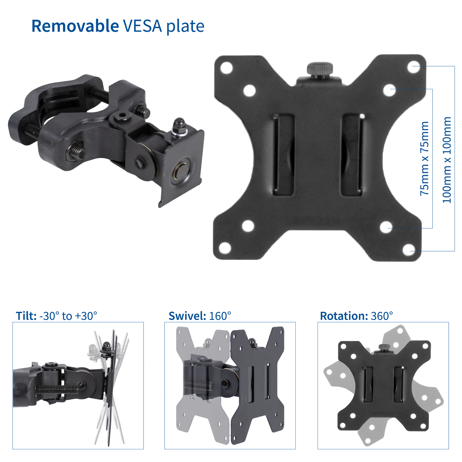 VIVO Steel Universal Bracket Pole Mount VESA Plate | Fits 13" to 30 ...