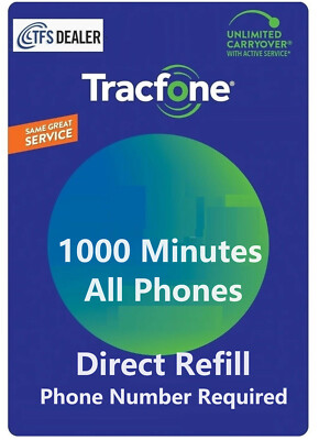 TracFone 1000 Minutes for All Phones(flip OK) Direct Refill, Phone ...