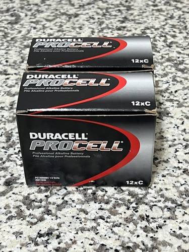 2 Boxes Of Duracell Procell Alkaline Batteries C 12/Box PC1400 ...
