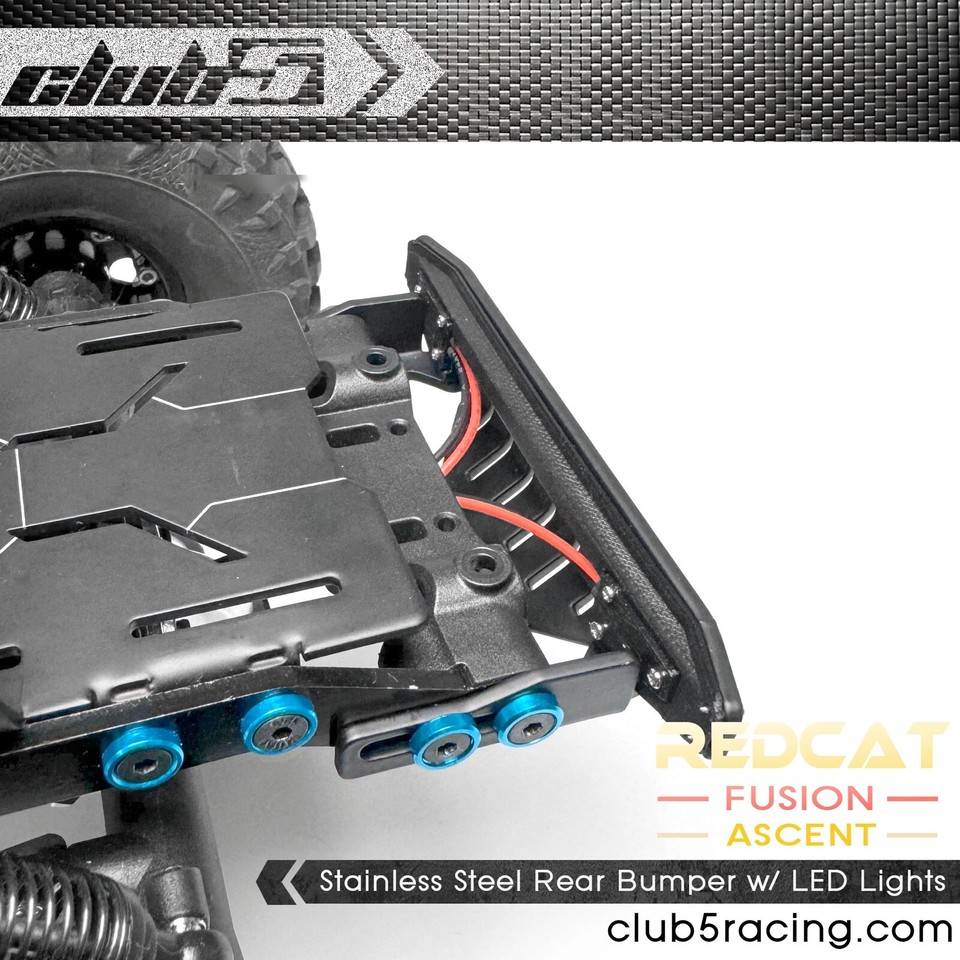 Stainless Steel Rear Bumper w/ LED Lights ( 6V ) for Redcat Ascent ...