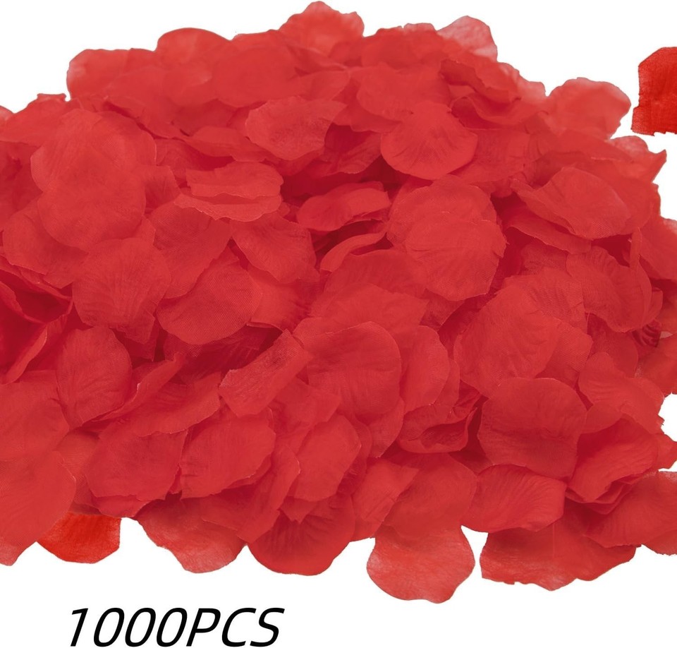 1000PCS Red Rose Petals for Bedroom, Artificial Rose Flowers Petals ...