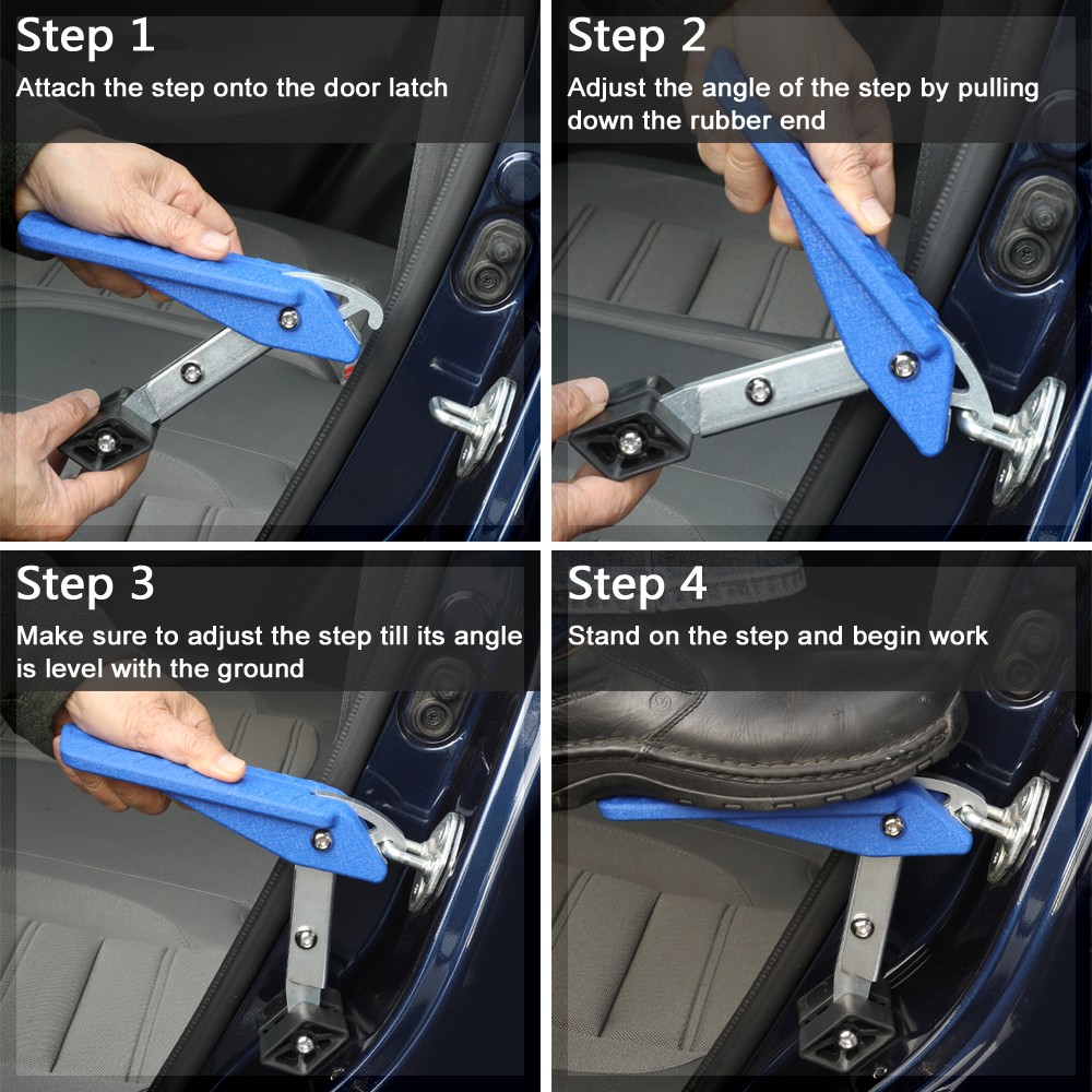 Blue Universal Adjustable Folding Car Door Latch Hook Foot Pedal Ladder ...