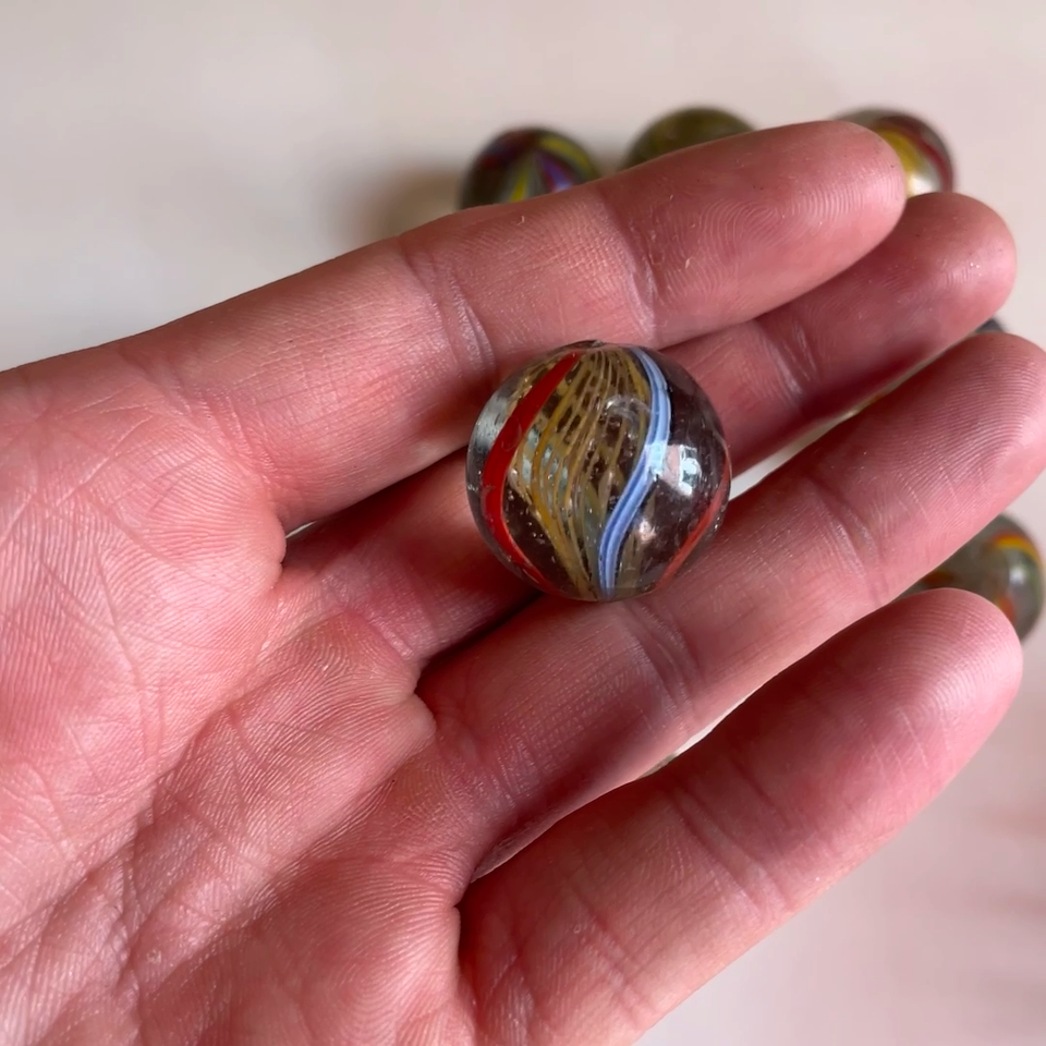 13 ANTIQUE GERMAN ? GLASS SWIRL MARBLES LARGE SIZE SMALLEST 25mm | eBay