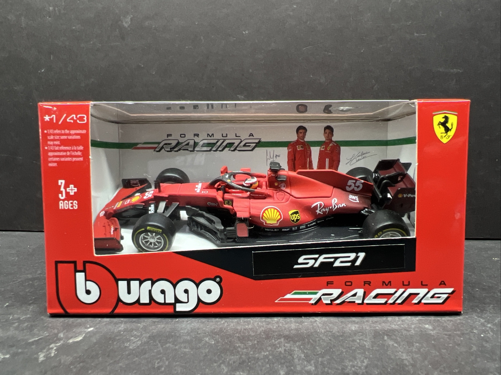 Burago F1 1:43 Scuderia Ferrari F1 Team SF21 Carlos Sainz #55 Formula 1 ...