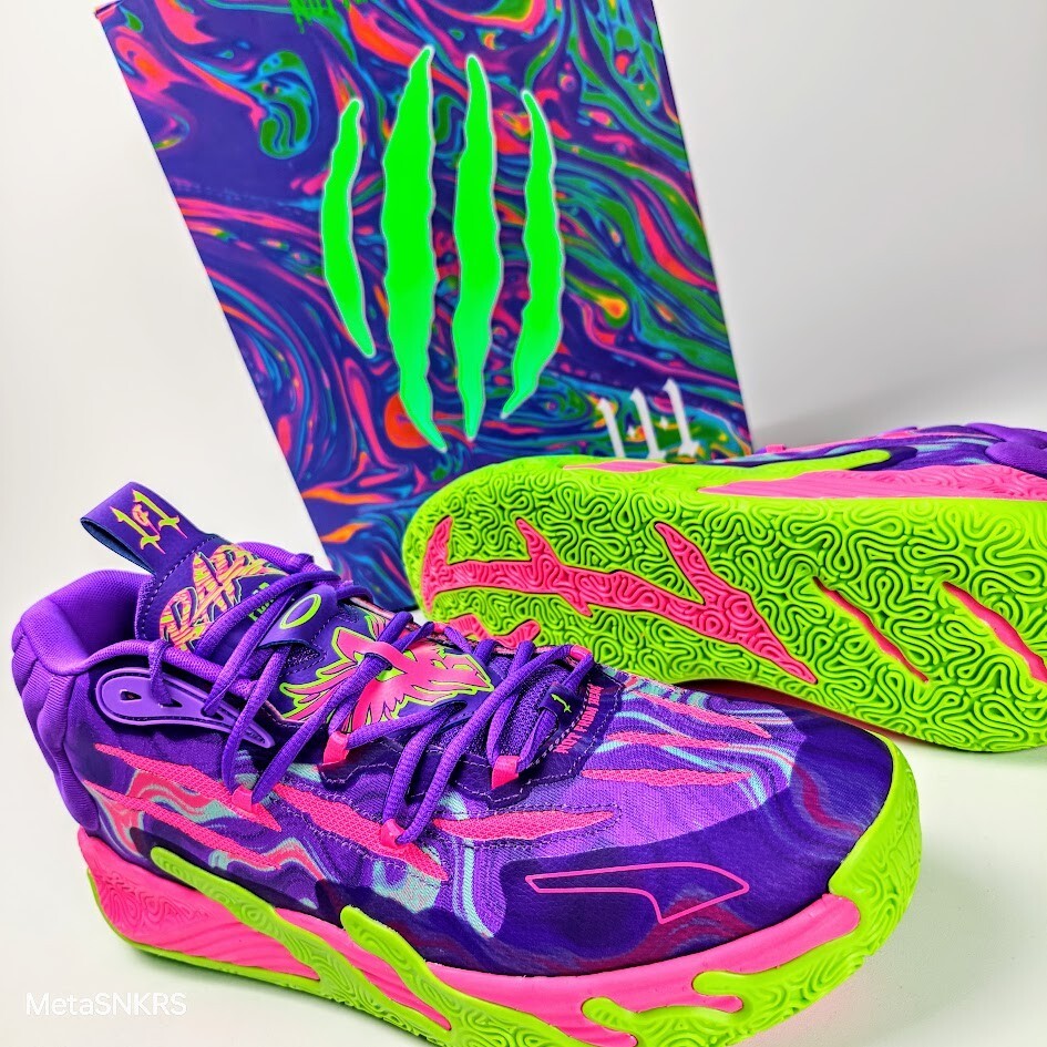 Puma MB.03 Toxic Mens US 14 Purple Green Pink Basketball Melo Nitro ...