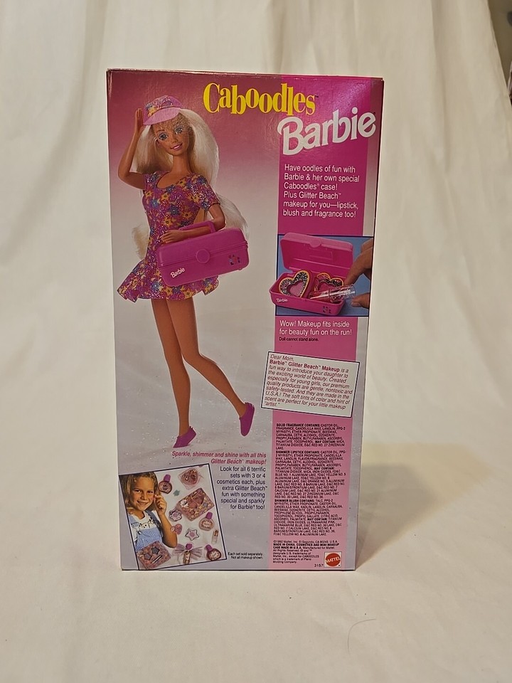 1992 MATTEL CABOODLES BARBIE DOLL w/ GLITTER BEACH MAKEUP 4 YOU #3157 ...