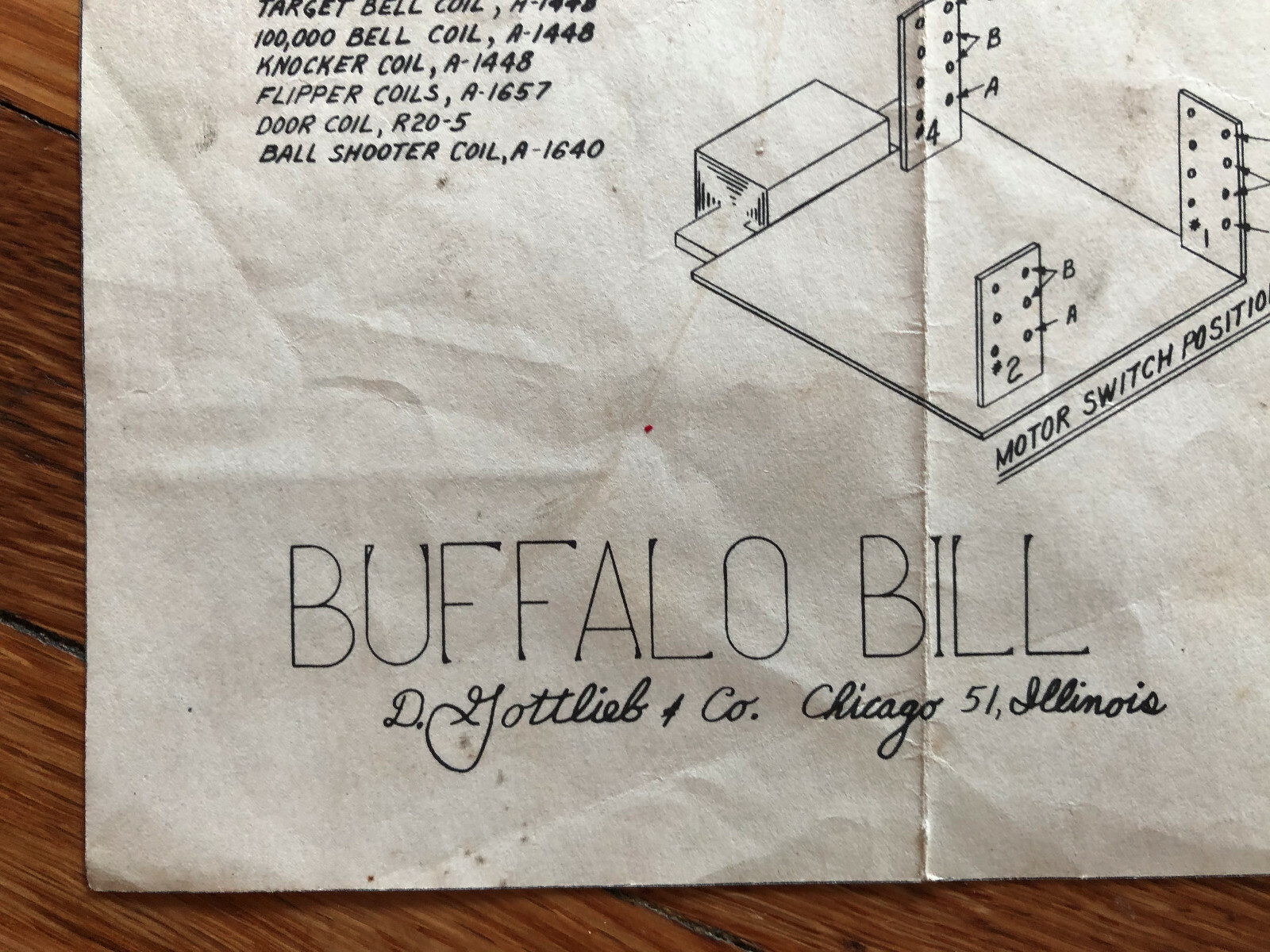 Original Gottlieb Buffalo Bill EM Pinball Machine Manual Schematics ...