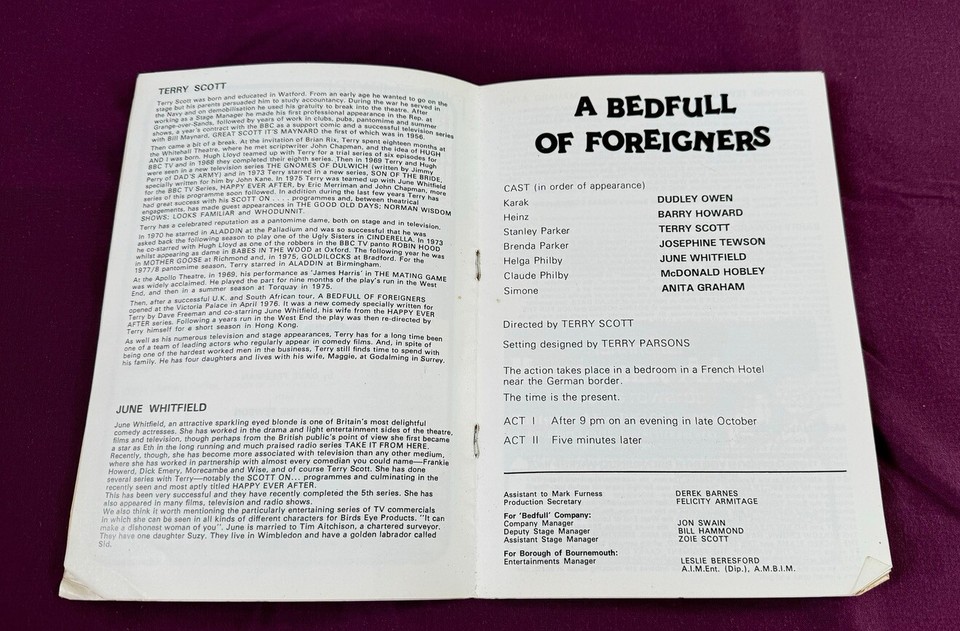 Pier Theatre Bournemouth Programme Signed June Whitfield Terry Scott ...