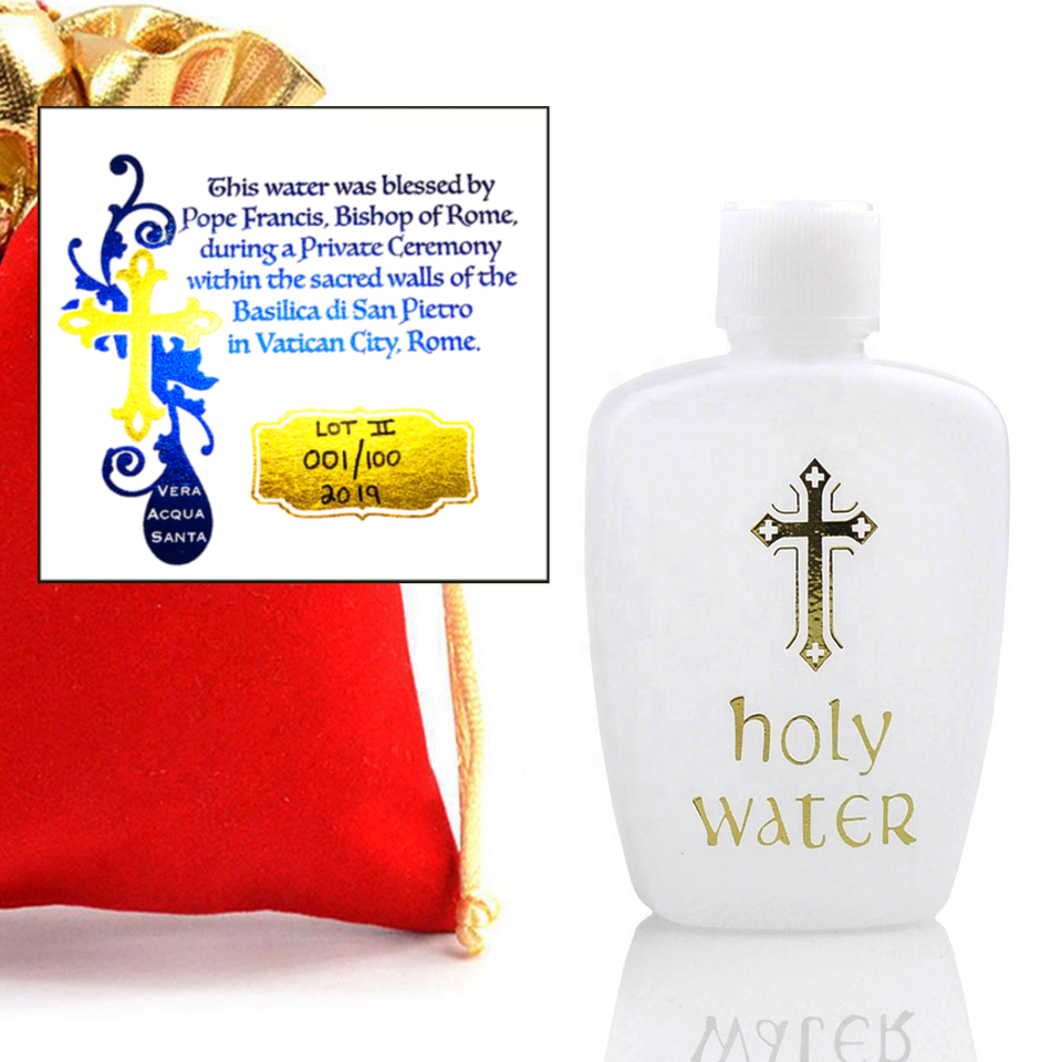 Holy Water CHOOSE YOUR STYLE Font Large Blessed by Pope Authentic Hand ...