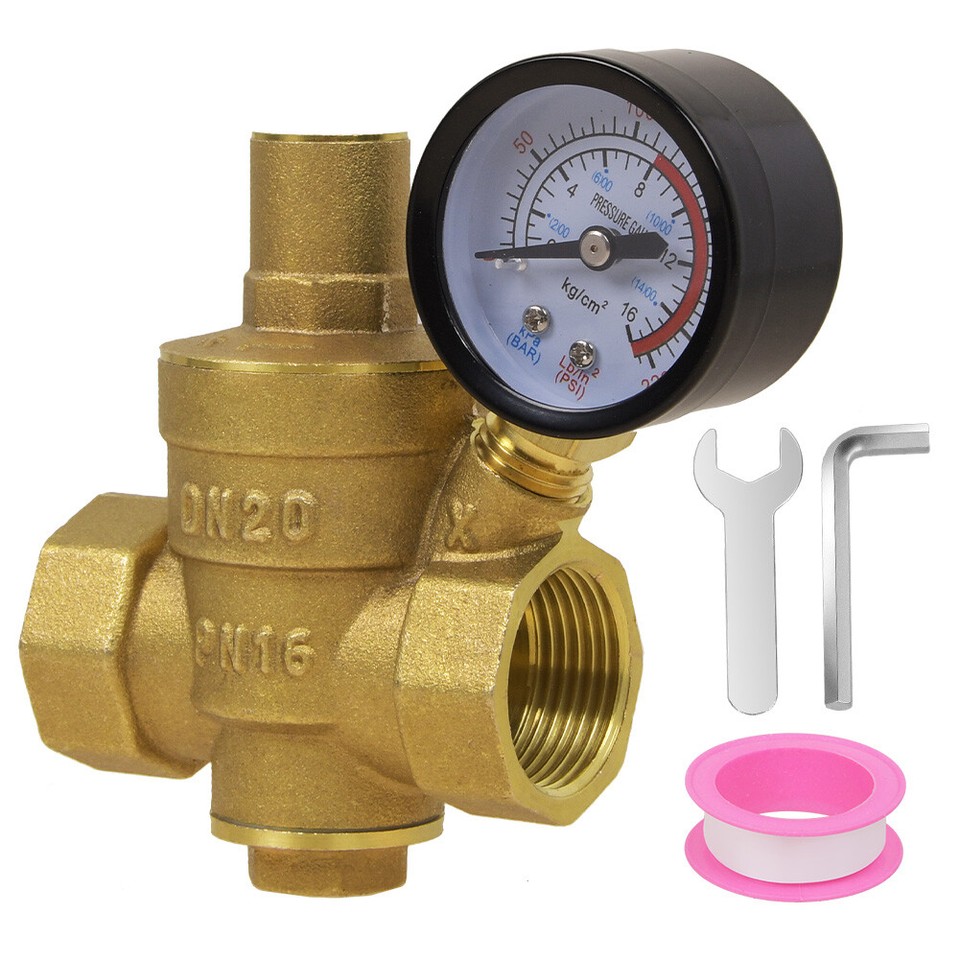 DN20 Water Pressure Regulator NPT 3/4" inch Adjustable Brass Reducer ...