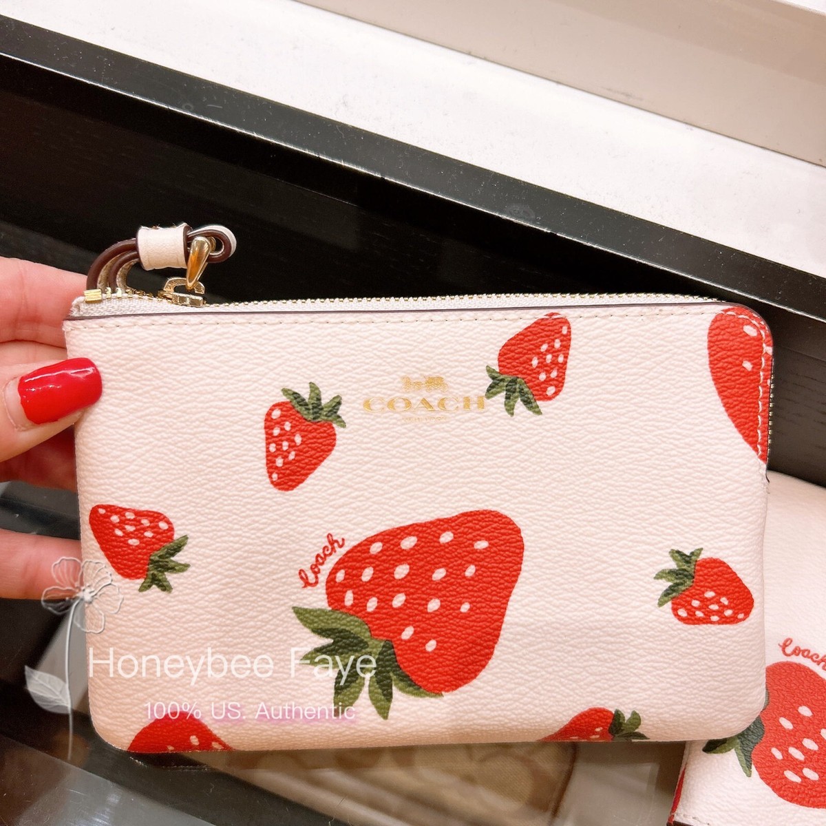 free shipping on purchases Coach Strawberry Design Wristlet (White)