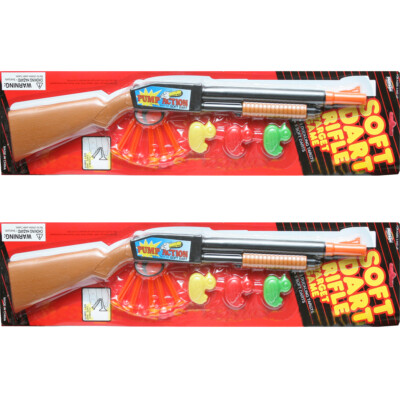 SET OF 2 - Soft Throw Dart Rifle Shotgun Toy, Pump Action, Kid Hunter ...