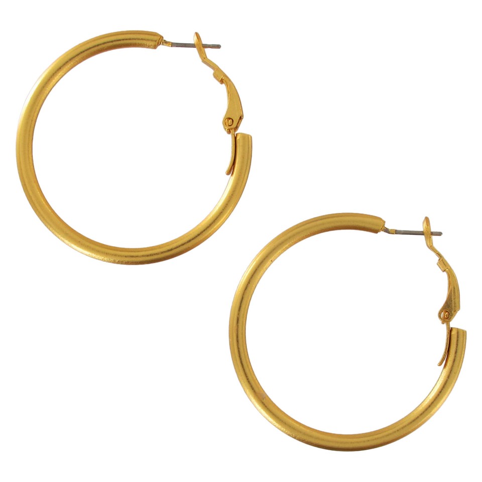 Classic Matte Gold Tone Solid Hoop Earrings For Women Fashion Jewelry 1 ...