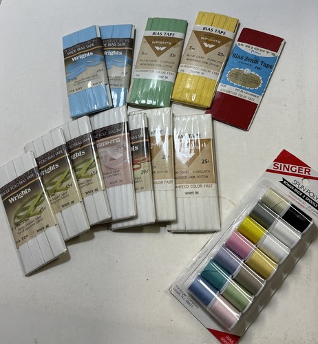 Wrights New Bias Tape Seam Binding Hem Tape Lot 13 Singer spun ...