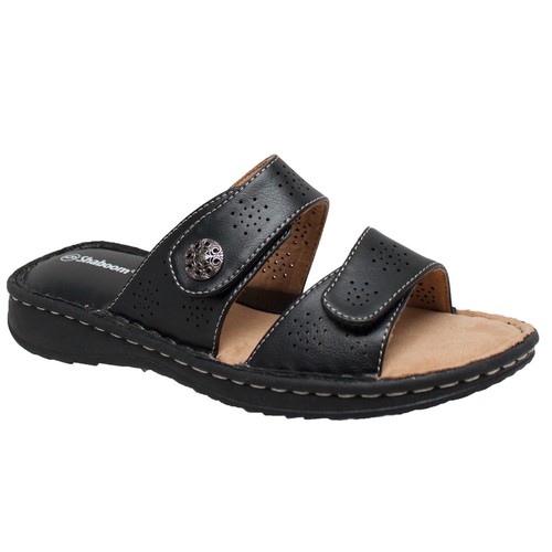 Shaboom Womens Black Comfort Slide Sandals PU 6 M | eBay