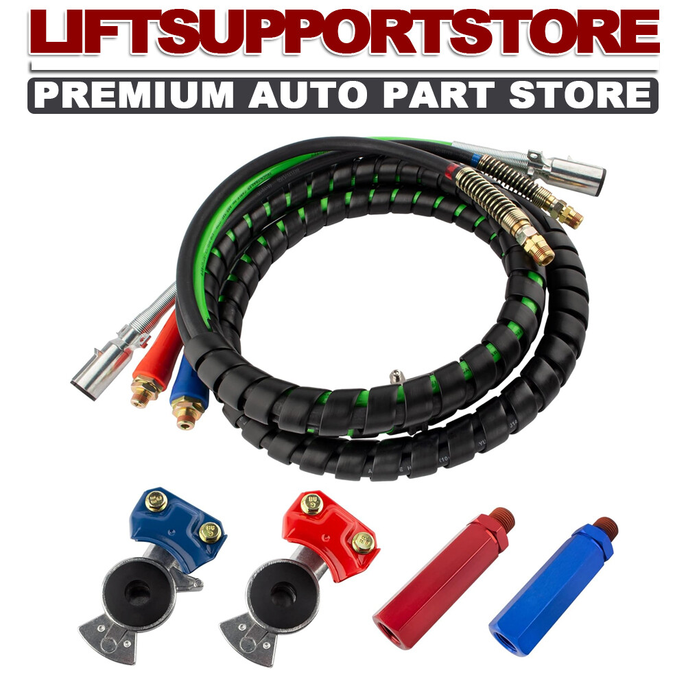 3-IN-1 15FT Wrap 7 Way ABS Electrical Cables &Rubber Air Line Set For ...