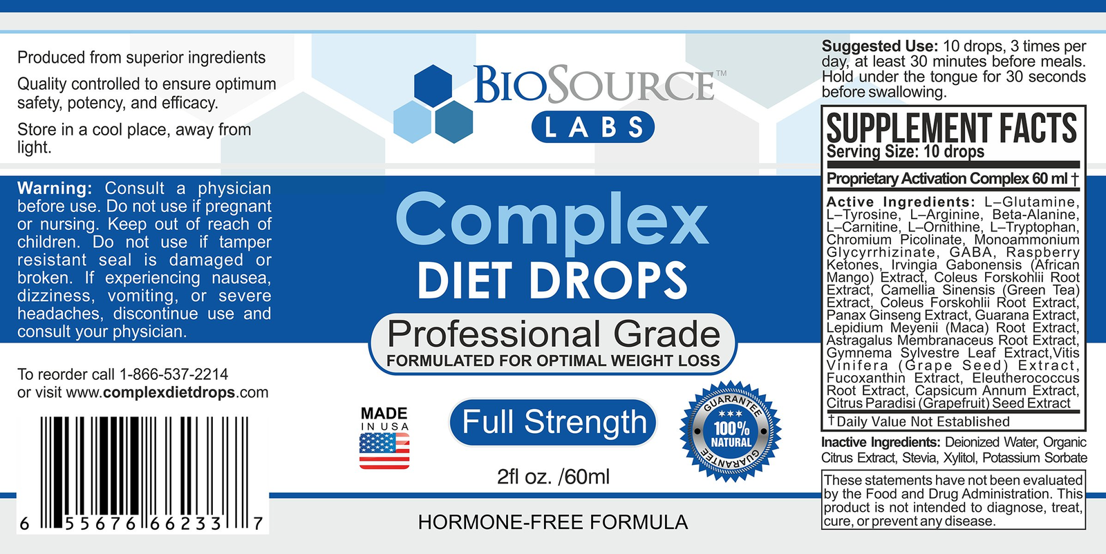 BioSource Labs Complex Diet Drops: Lean Weight Loss Drops for Rapid ...