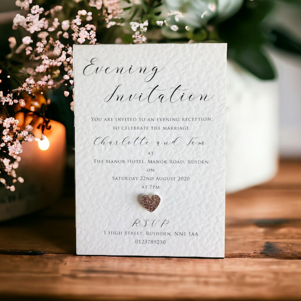 25 Wedding Invitations Evening Invites Personalised & Handmade with ...
