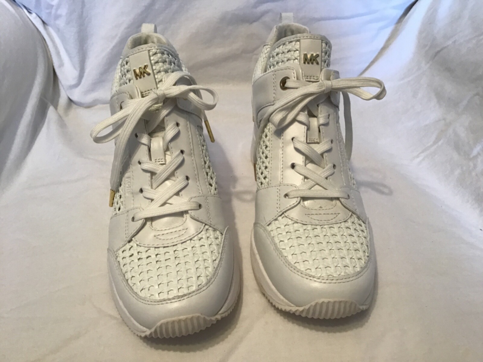 MK Michael Kors Woman’s White Sneakers 8.5M w/ Gold t… - Gem