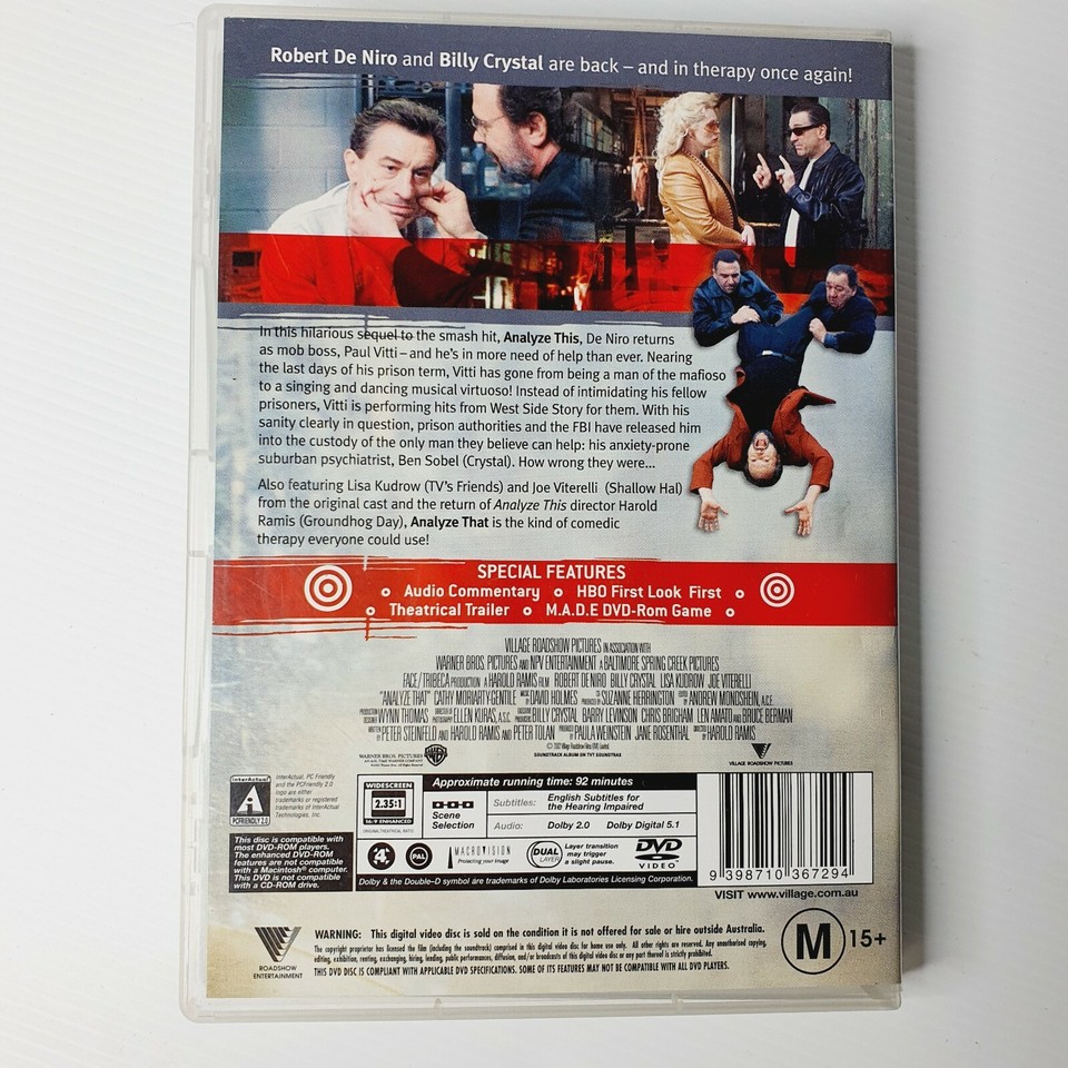 Analyze That DVD Comedy Robert De Niro, Billy Crystal DVD Movie Film ...