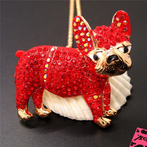 New Red Rhinestone Bling Cute Pug Dog Crystal Pendant Fashion Womens ...