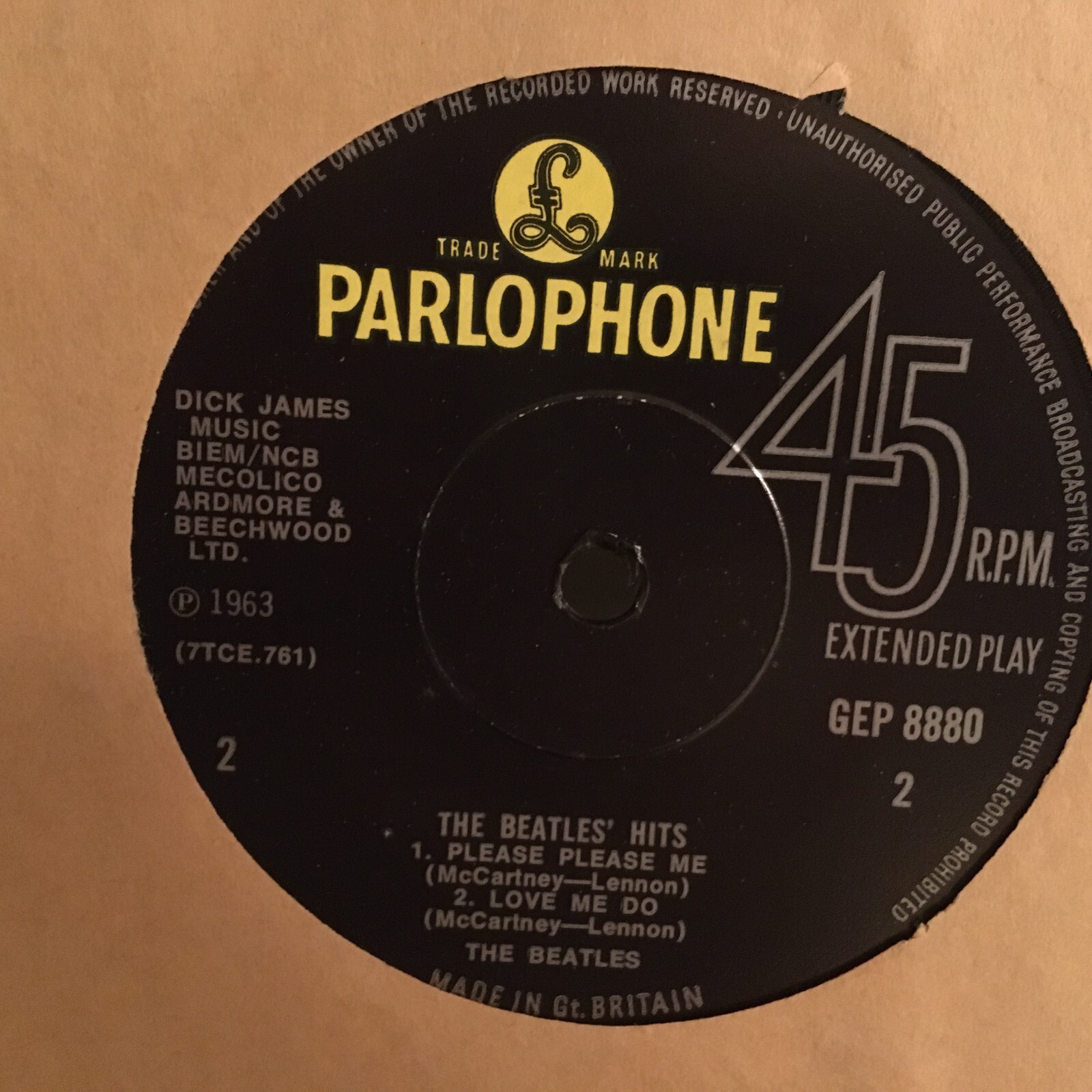 The Beatles The Beatles' Hits EP 7" Vinyl 45 Parlophone Mono 1963 - GEP ...