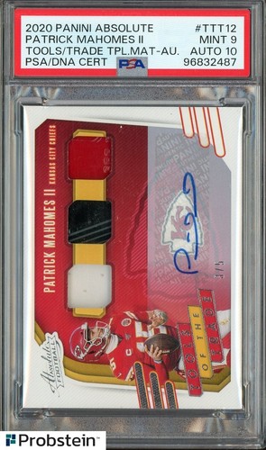 2020 Absolute TOTT Patrick Mahomes II Triple Patch 3/5 PSA 9 PSA/DNA 10 ...