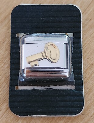 Gold Raised Skeleton Antique Key To Success Italian Charm 9mm Bracelet ...