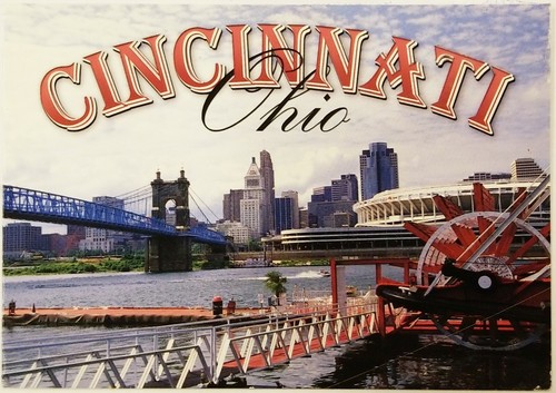Cincinnati Skyline Ohio Postcard Boat Harbor Dock Bridge Building View ...