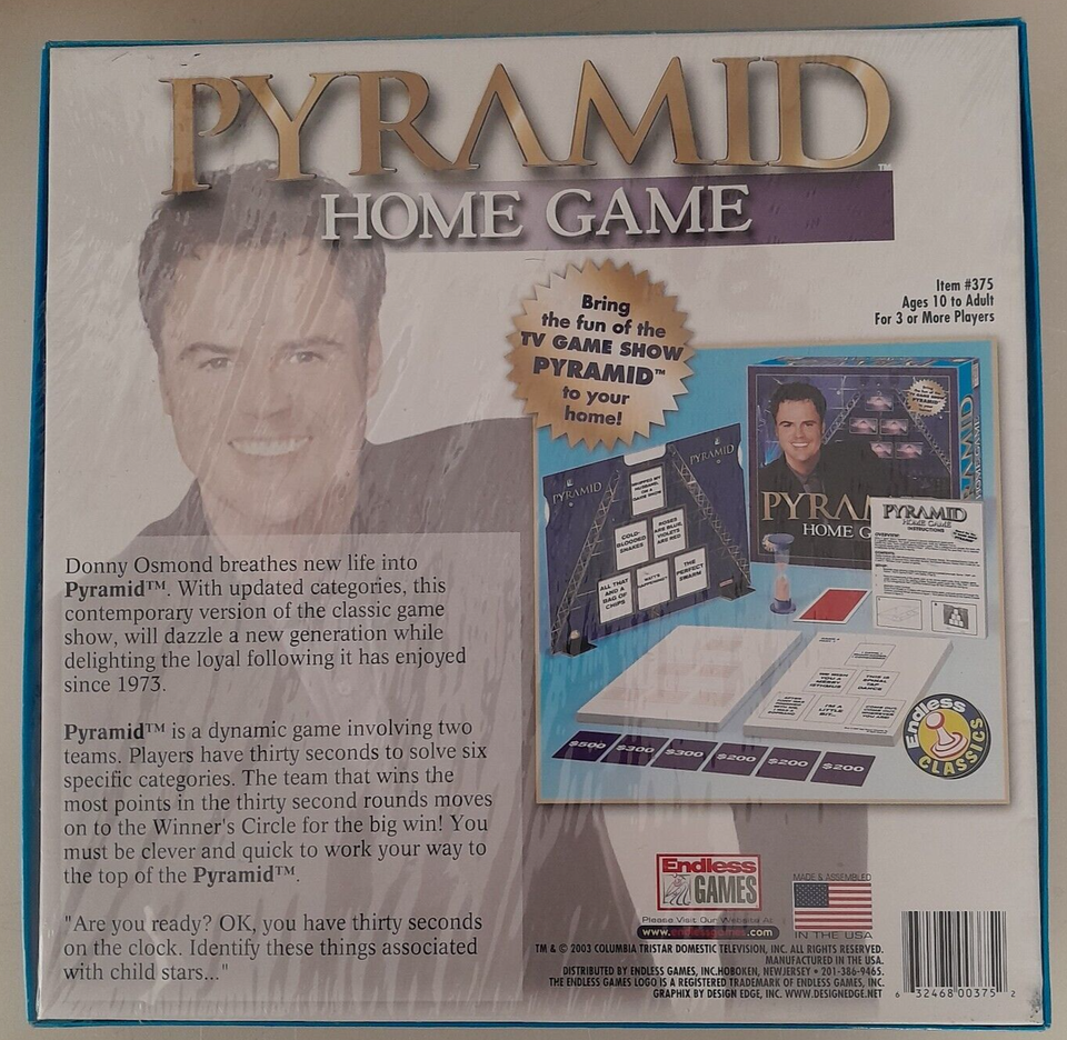 Pyramid Home Game 2003 Donny Osmond TV Show Endless Games Board USA ...