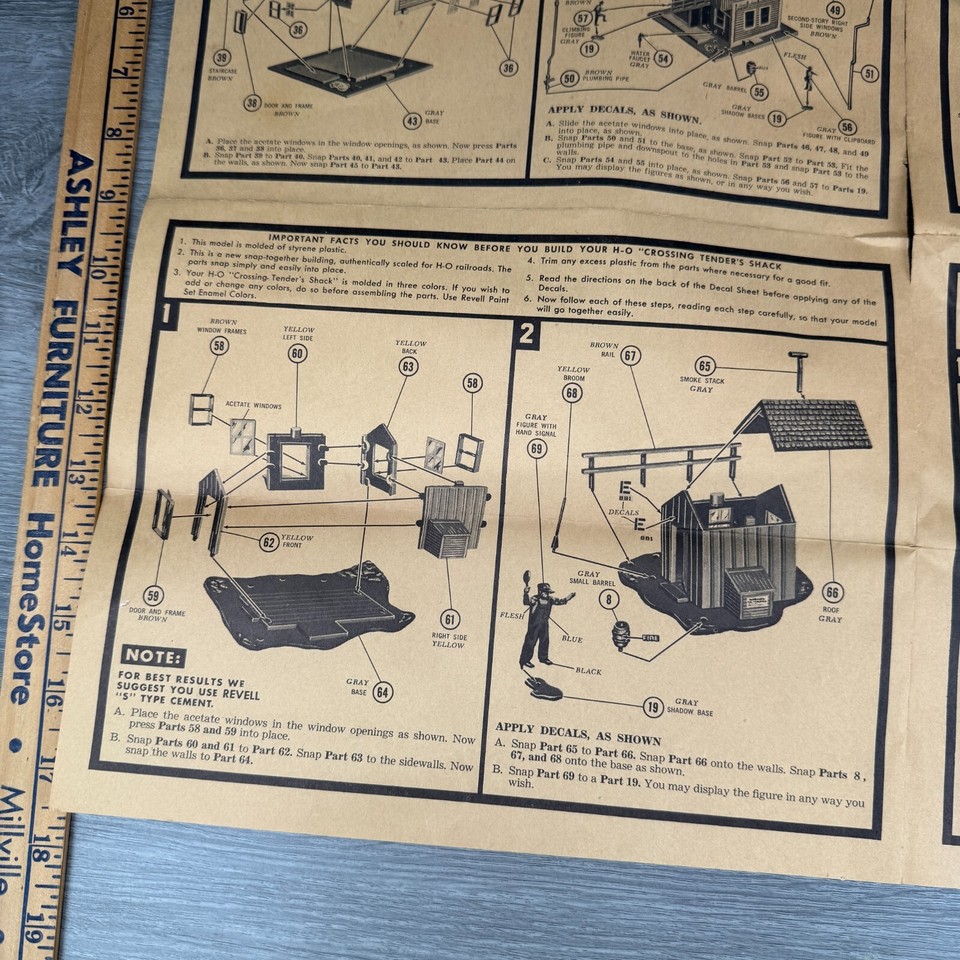 HO Scale Revell Building Kit Assembly Instructions Parts List Lot ...