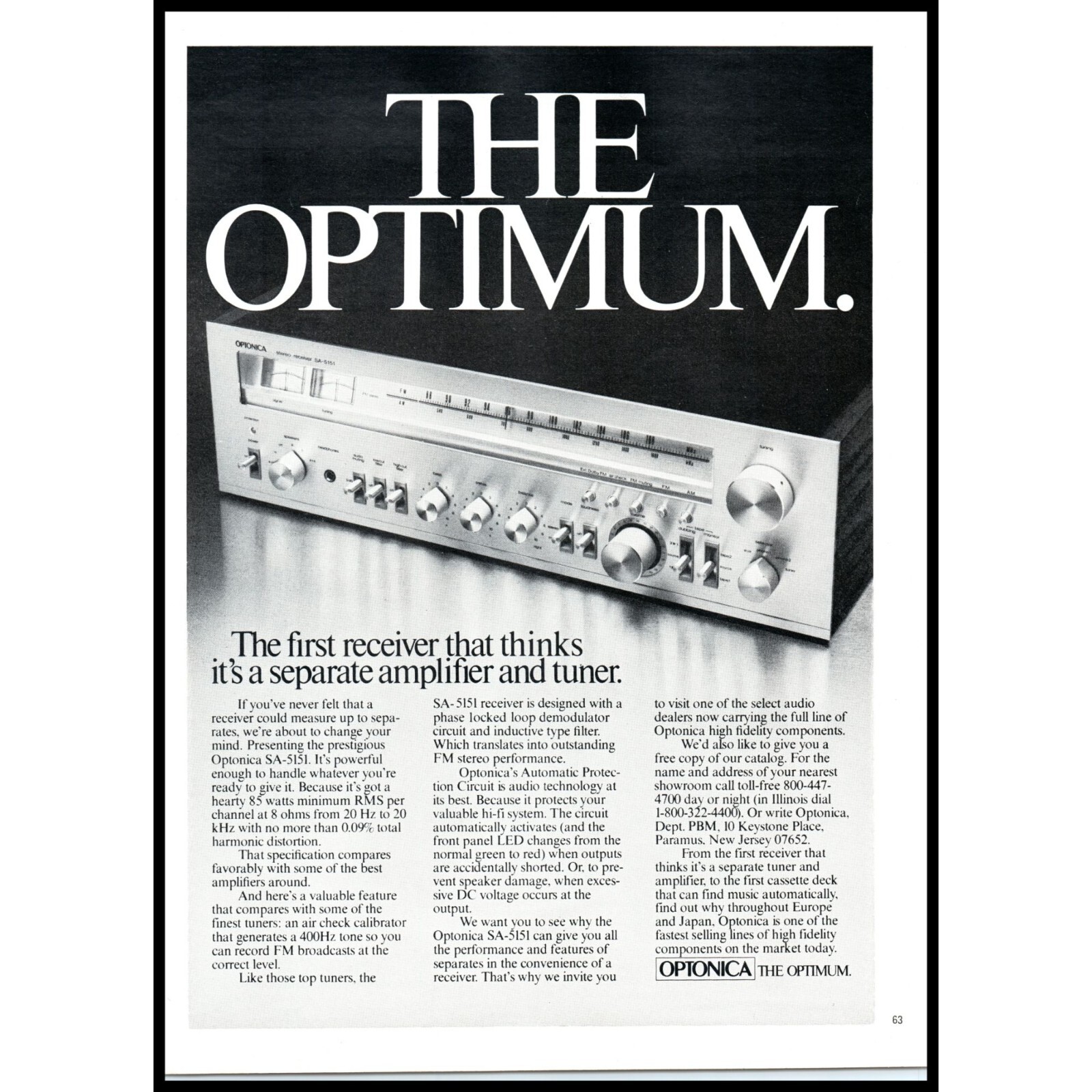 1978 Optonica SA-5151 the Optimum Stereo Receiver Vintage Print Ad Wall ...