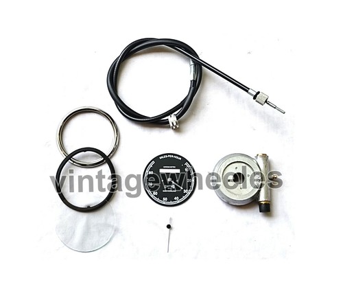 SMITHS REPLICA 0-80 MPH BLACK FACE SPEEDOMETER DIAL & 54" CABLE ...