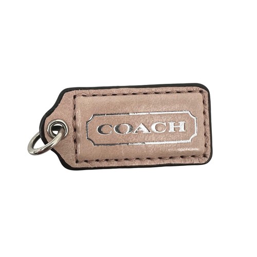 Coach Bag Charm Purse Charm Key Fob Beige Leather Silver Logo | eBay